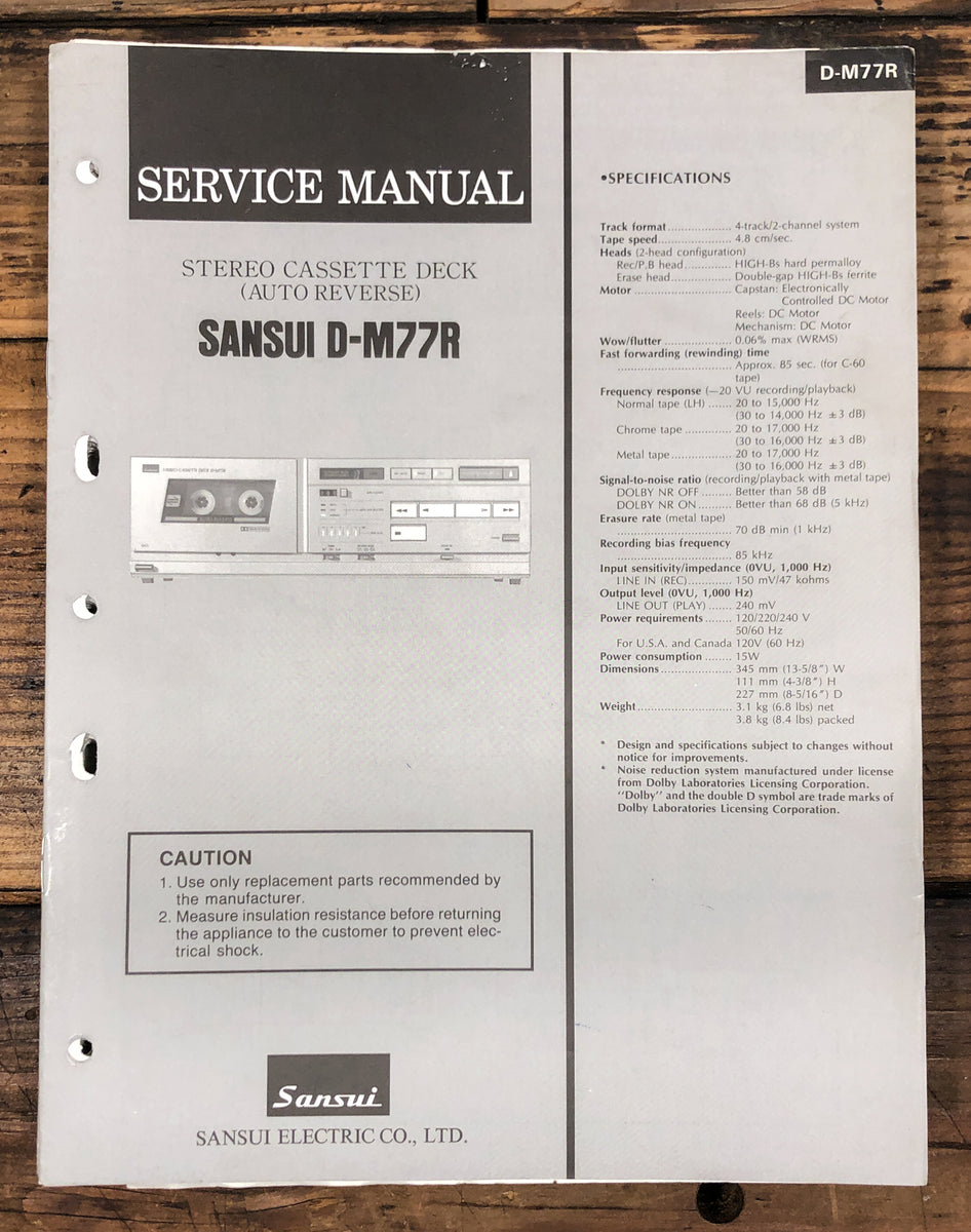 Cassette Service Manual *Original* – Vintage Audio Store - Vintage Service Manuals, Stereo ...