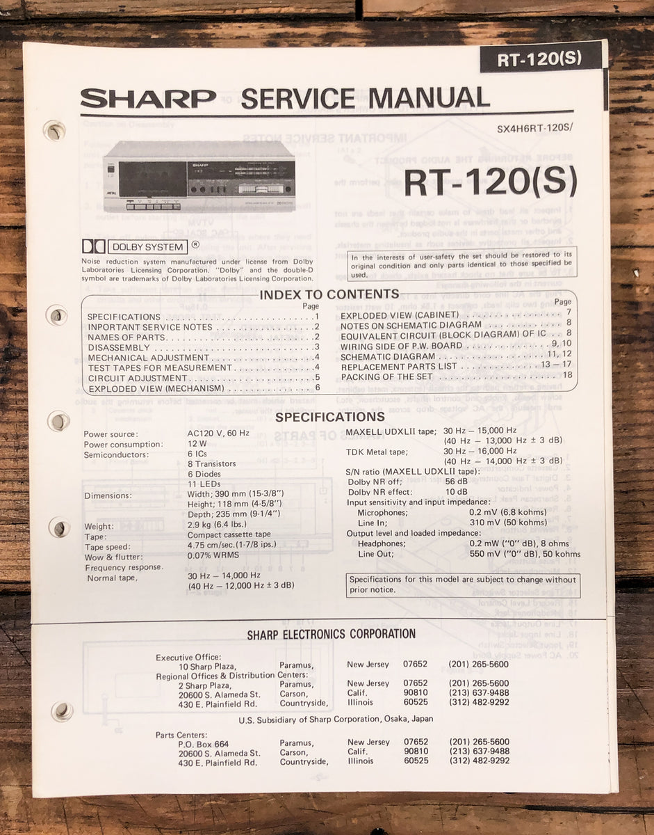 Cassette Service Manual *Original* – Vintage Audio Store - Vintage Service Manuals, Stereo ...