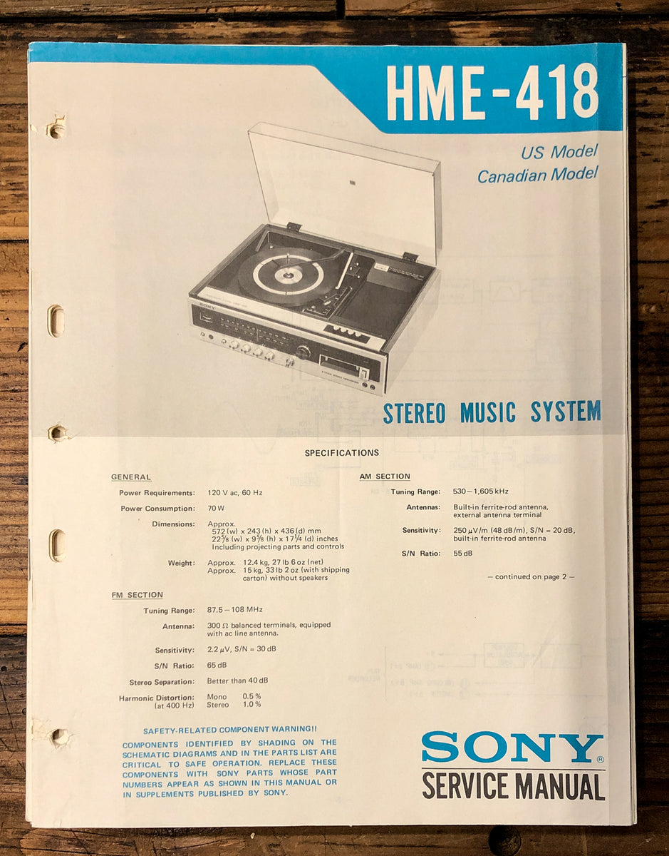 Stereo Service Manual *Original* – Vintage Audio Store - Vintage Service Manuals, Stereo ...