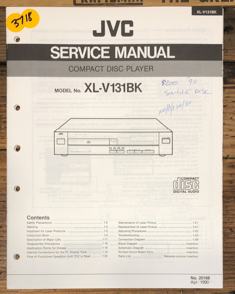 CD Player Service Manual – Vintage Audio Store - Vintage Service Manuals, Stereo Brochures and Parts