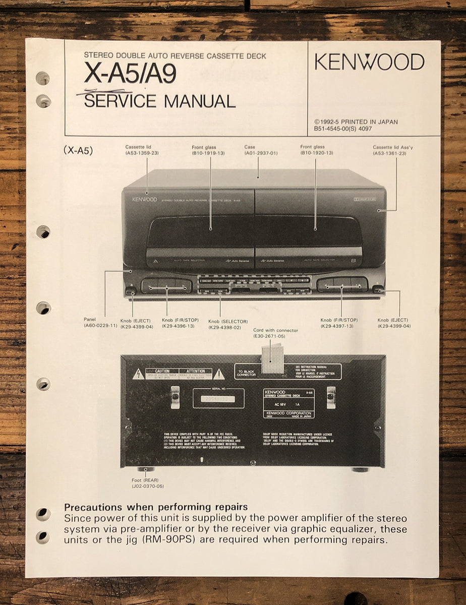 Cassette Service Manual *Original* – Vintage Audio Store - Vintage Service Manuals, Stereo ...