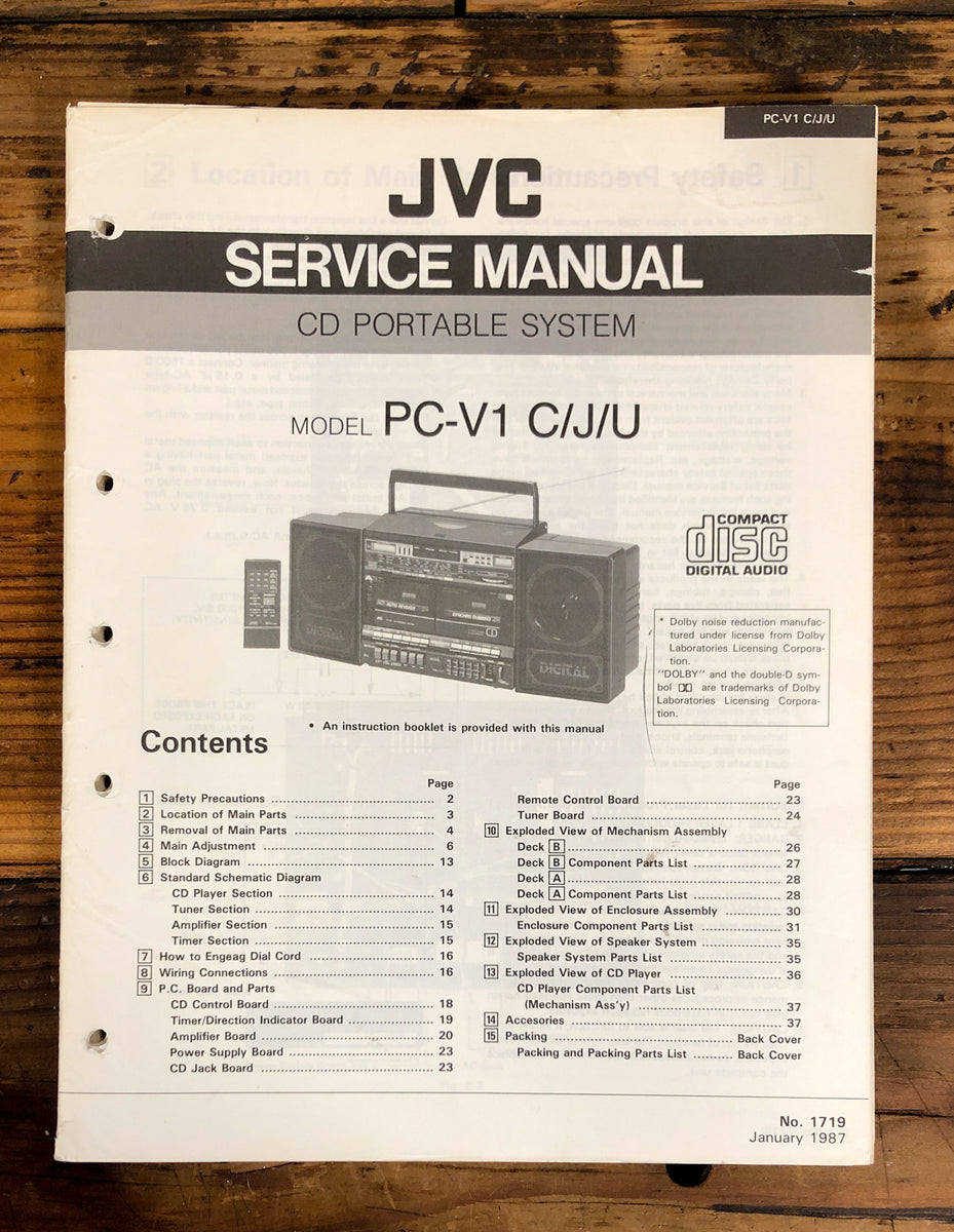 Stereo / Boombox Service Manual *Original* – Vintage Audio Store - Vintage Service Manuals ...