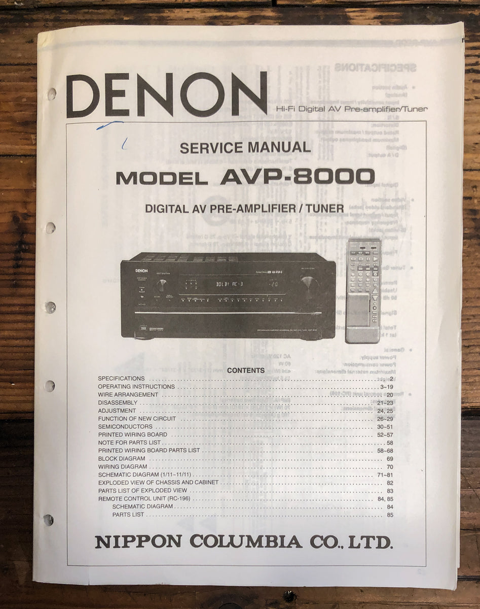 AV Preamplifier / Preamp Service Manual *Original* – Vintage Audio Store - Vintage Service ...