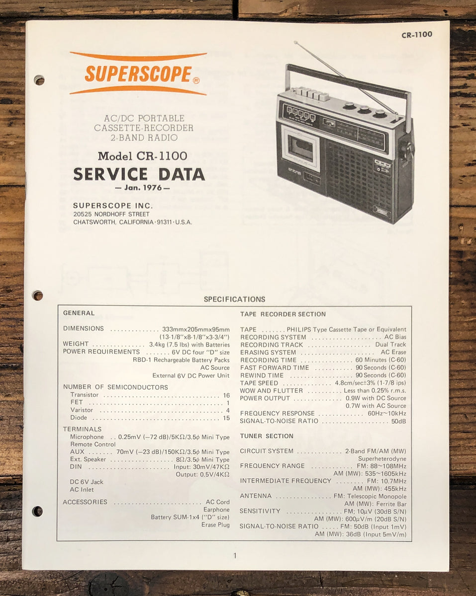 Radio Cassette Service Manual – Vintage Audio Store - Vintage Service Manuals, Stereo Brochures ...