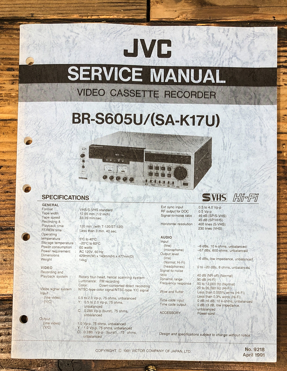 VCR Service Manual – Vintage Audio Store - Vintage Service Manuals, Stereo Brochures and Parts