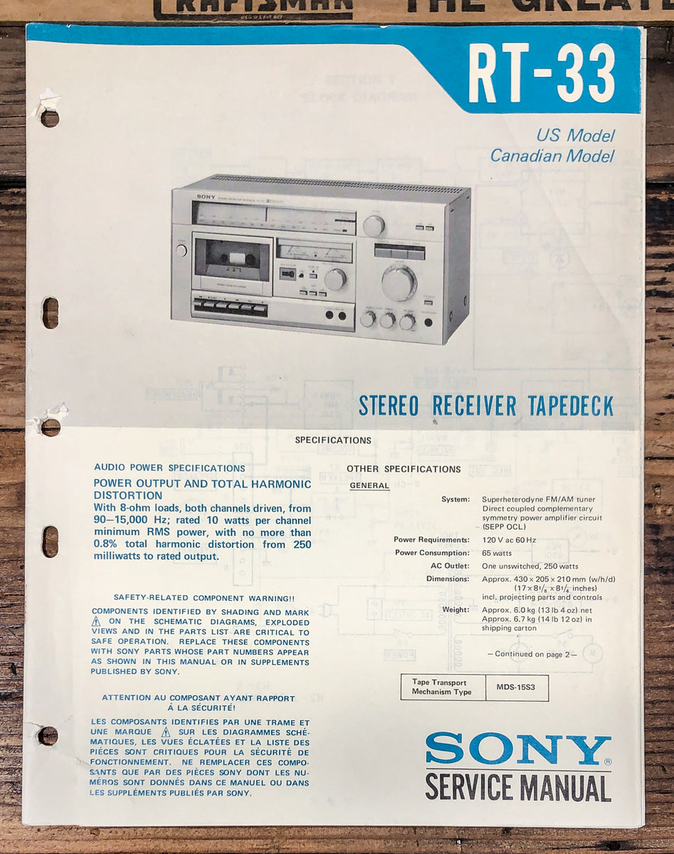 Receiver Service Manual *Original* – Vintage Audio Store - Vintage Service Manuals, Stereo ...