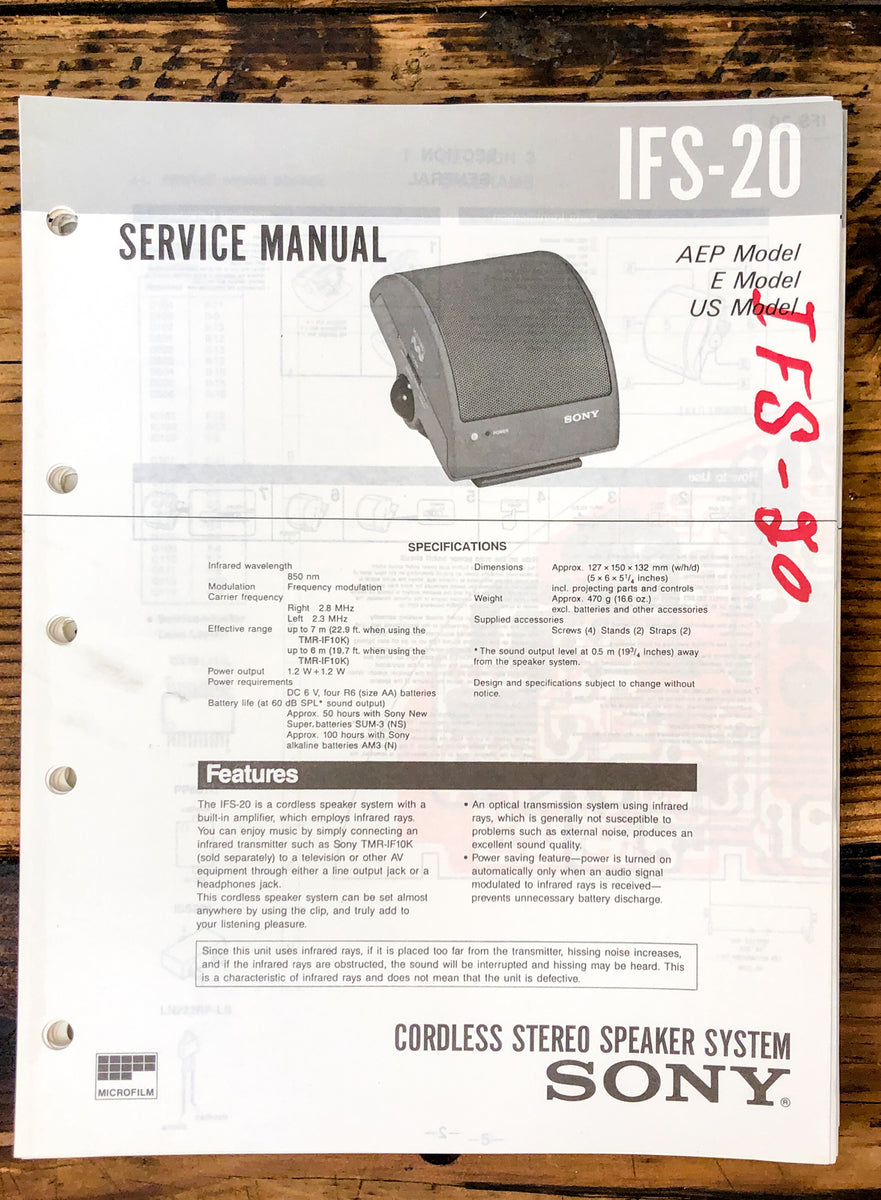 Speaker Service Manual *Original* – Vintage Audio Store - Vintage Service Manuals, Stereo ...