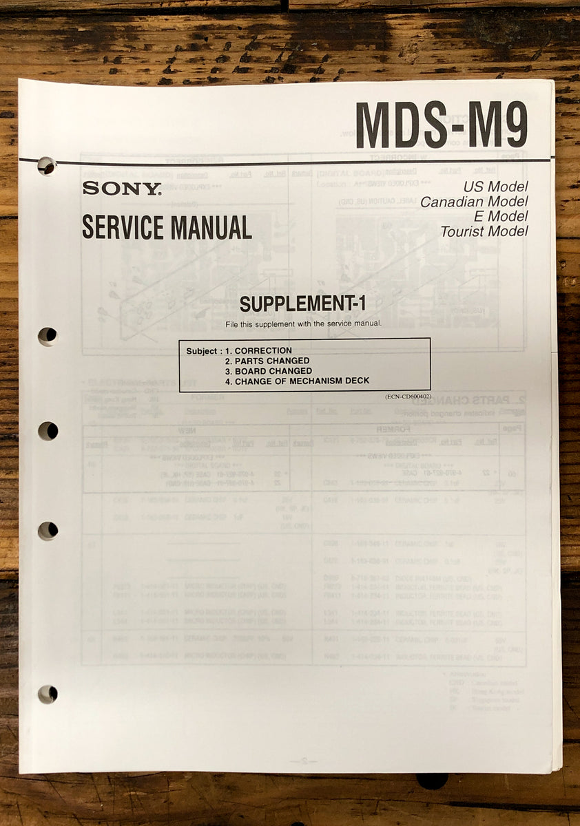 MD MiniDisc Deck Service Manual *Original* – Vintage Audio Store - Vintage Service Manuals ...