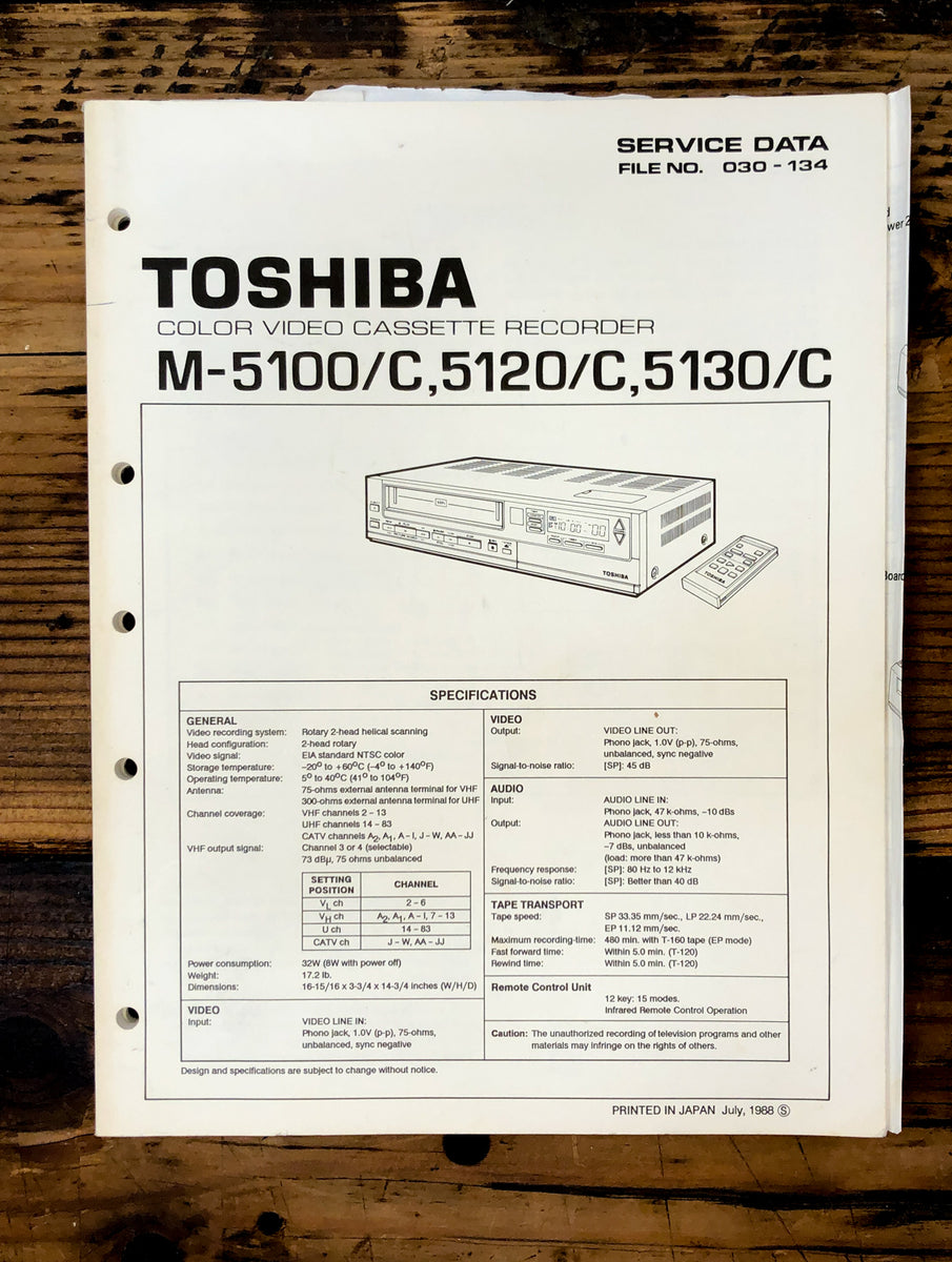 VCR Service Manual *Original* – Vintage Audio Store - Vintage Service Manuals, Stereo Brochures ...