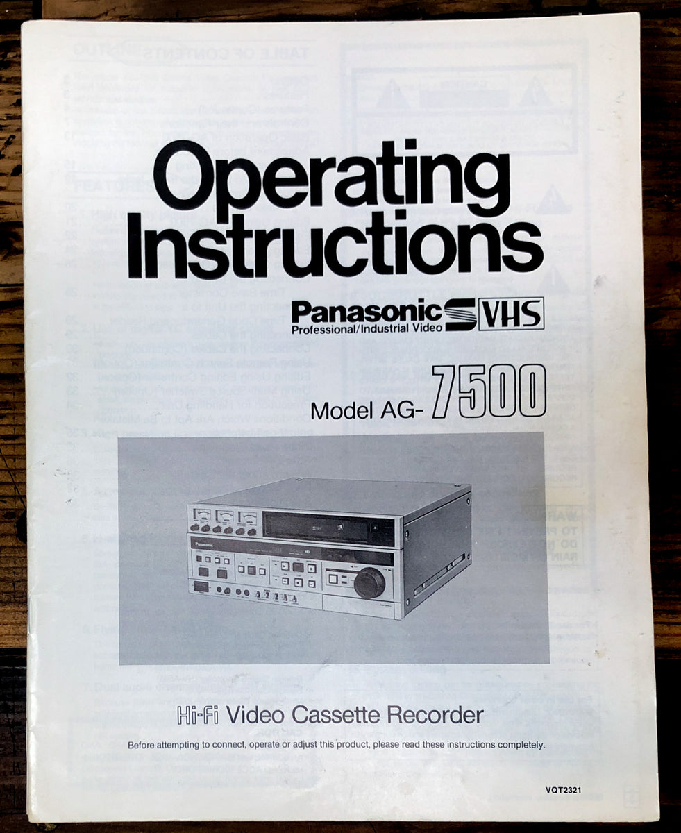 VHS Owner / User Manual *Original* #2 – Vintage Audio Store - Vintage Service Manuals, Stereo ...