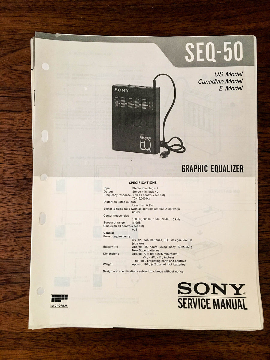 Sony SEQ-50 Equalizer Service Manual *Original* #1 – Vintage Audio Store - Vintage Service ...