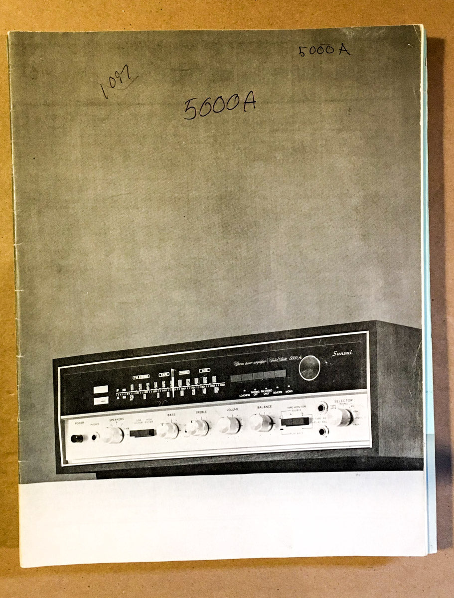 Sansui Model 5000a 5000 A Receiver Service Manual *NO COVER Original* – Vintage Audio Store ...