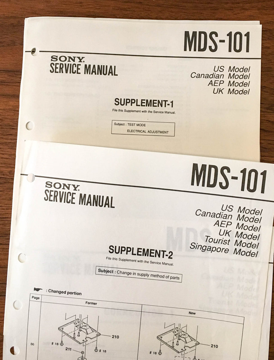 Sony MDS-101 Mini Disc Recorder Service Manual Suplements *Original* – Vintage Audio Store ...