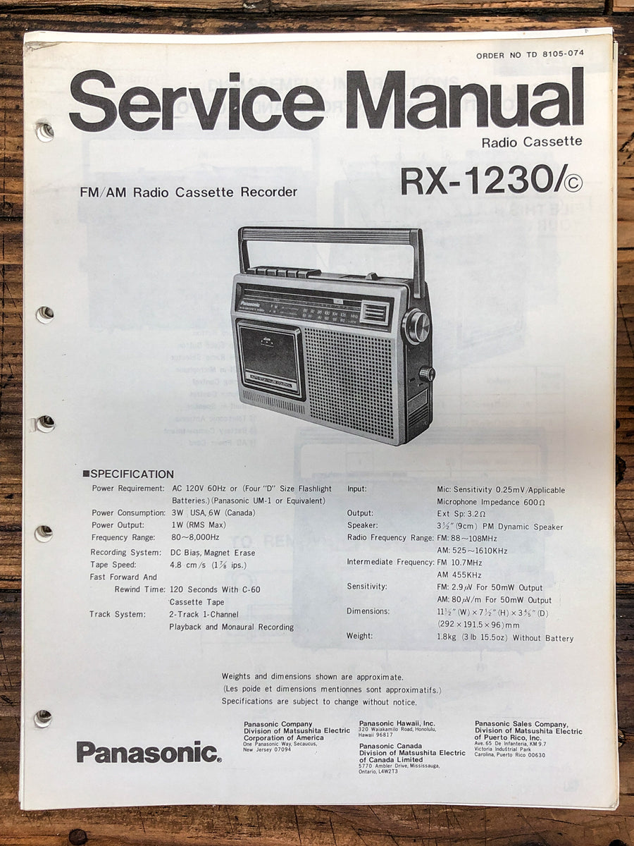 Radio / Boombox Service Manual *Original* – Vintage Audio Store - Vintage Service Manuals ...