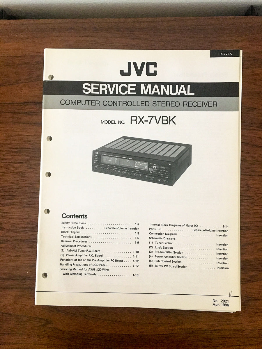 JVC RX-7 VBK Receiver Service Manual *Original* – Vintage Audio Store - Vintage Service Manuals ...