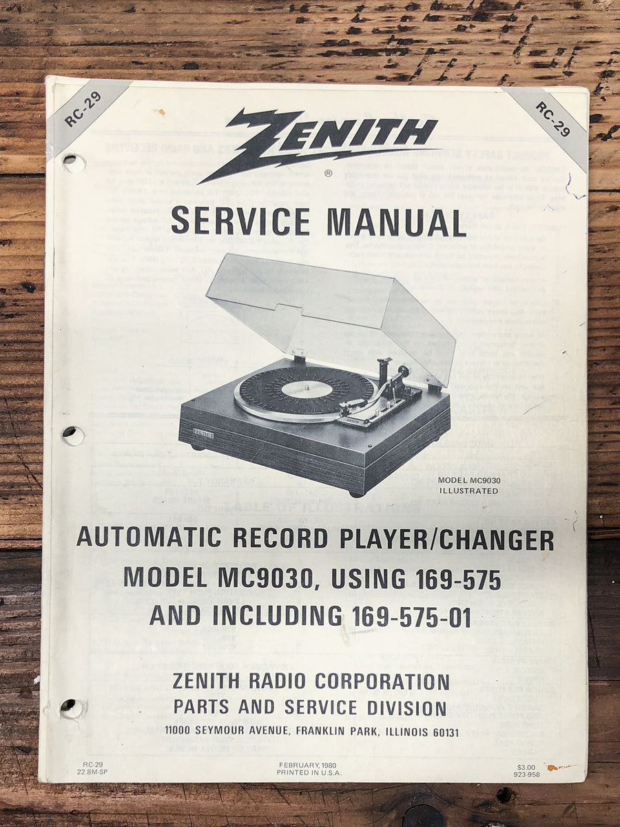 Record Changer Service Manual *Original* – Vintage Audio Store - Vintage Service Manuals, Stereo ...