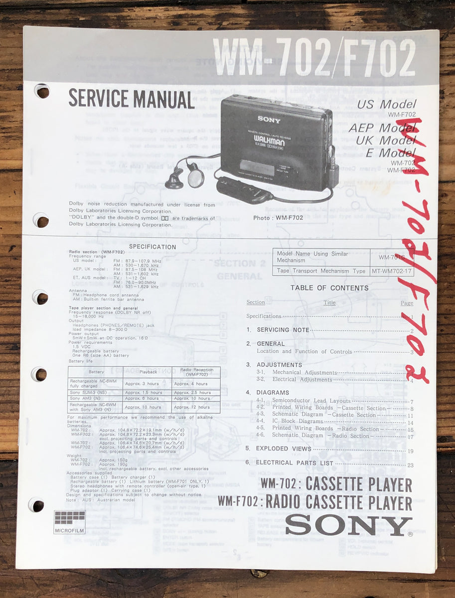 Radio Cassette Service Manual *Original* – Vintage Audio Store - Vintage Service Manuals, Stereo ...