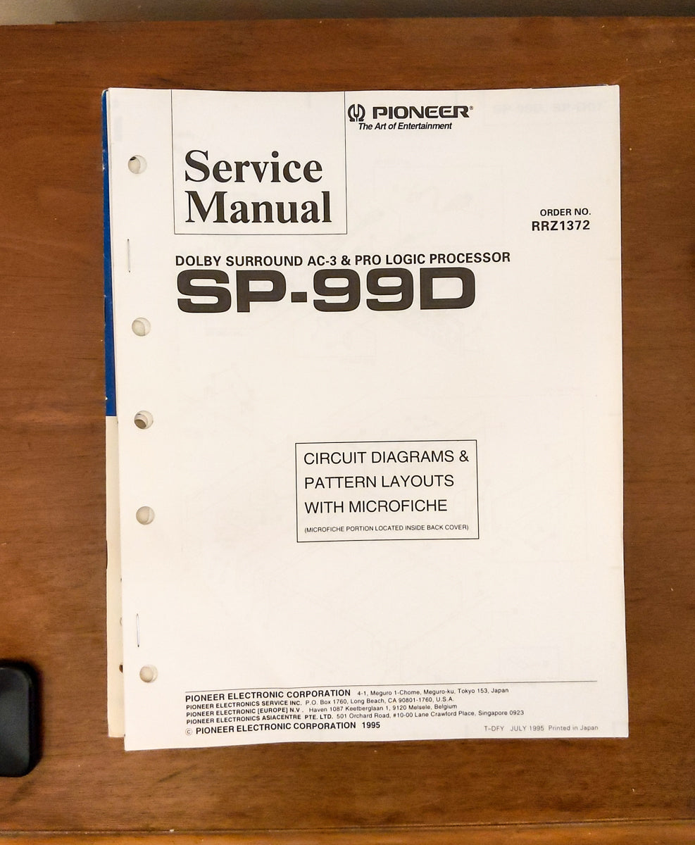 Pioneer SP-99D Logic Processor Service Manual *Original* – Vintage Audio Store - Vintage Service ...