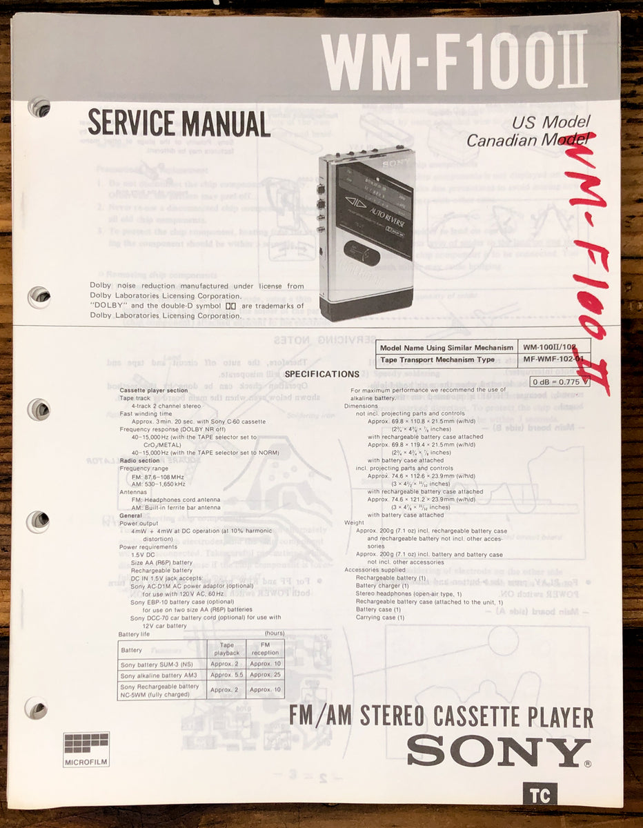 Radio Cassette Service Manual *Original* – Vintage Audio Store - Vintage Service Manuals, Stereo ...