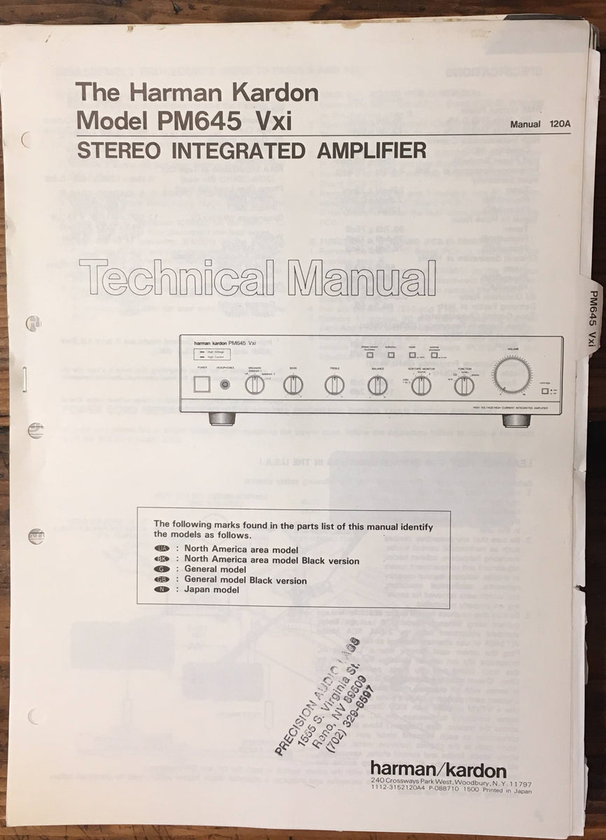 Amplifier Service Manual *Original* – Vintage Audio Store - Vintage Service Manuals, Stereo ...