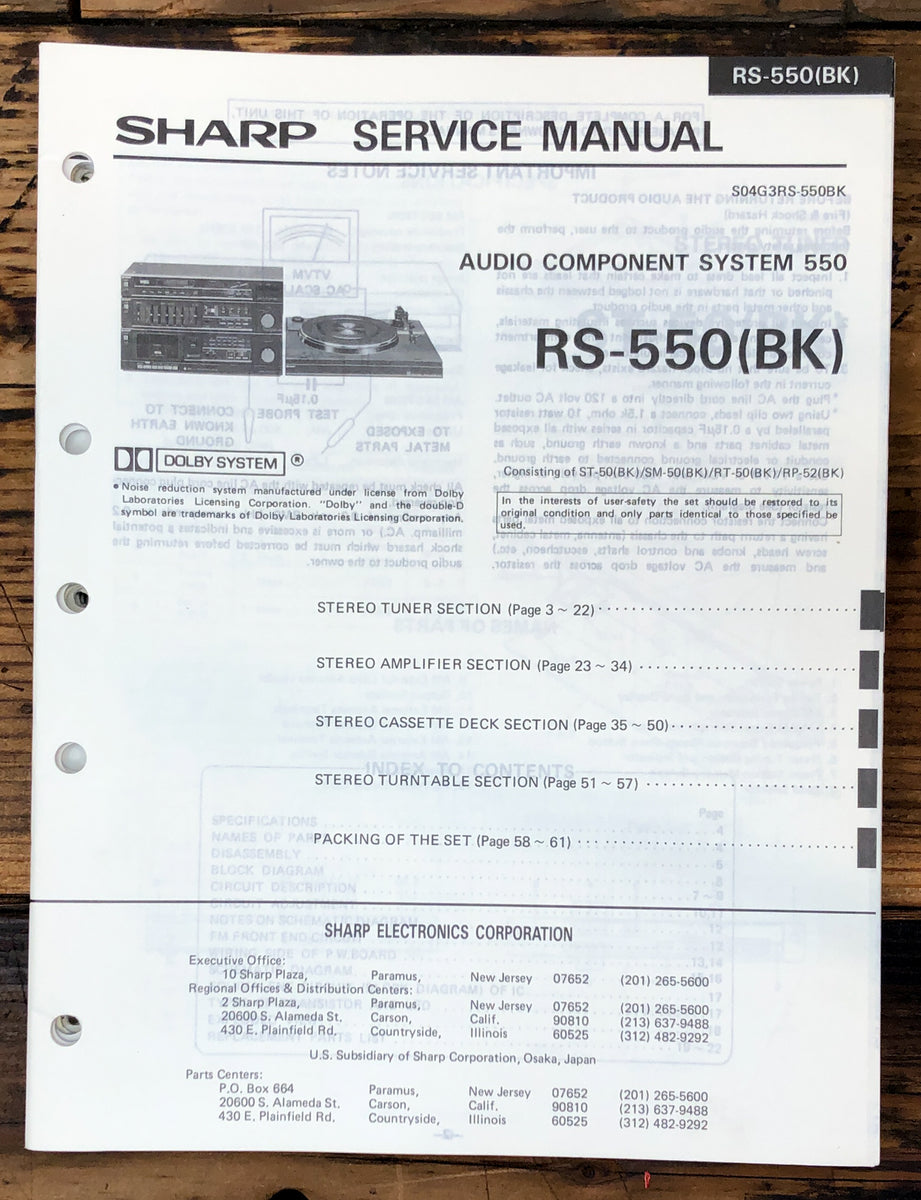 Stereo Service Manual *Original* – Vintage Audio Store - Vintage Service Manuals, Stereo ...
