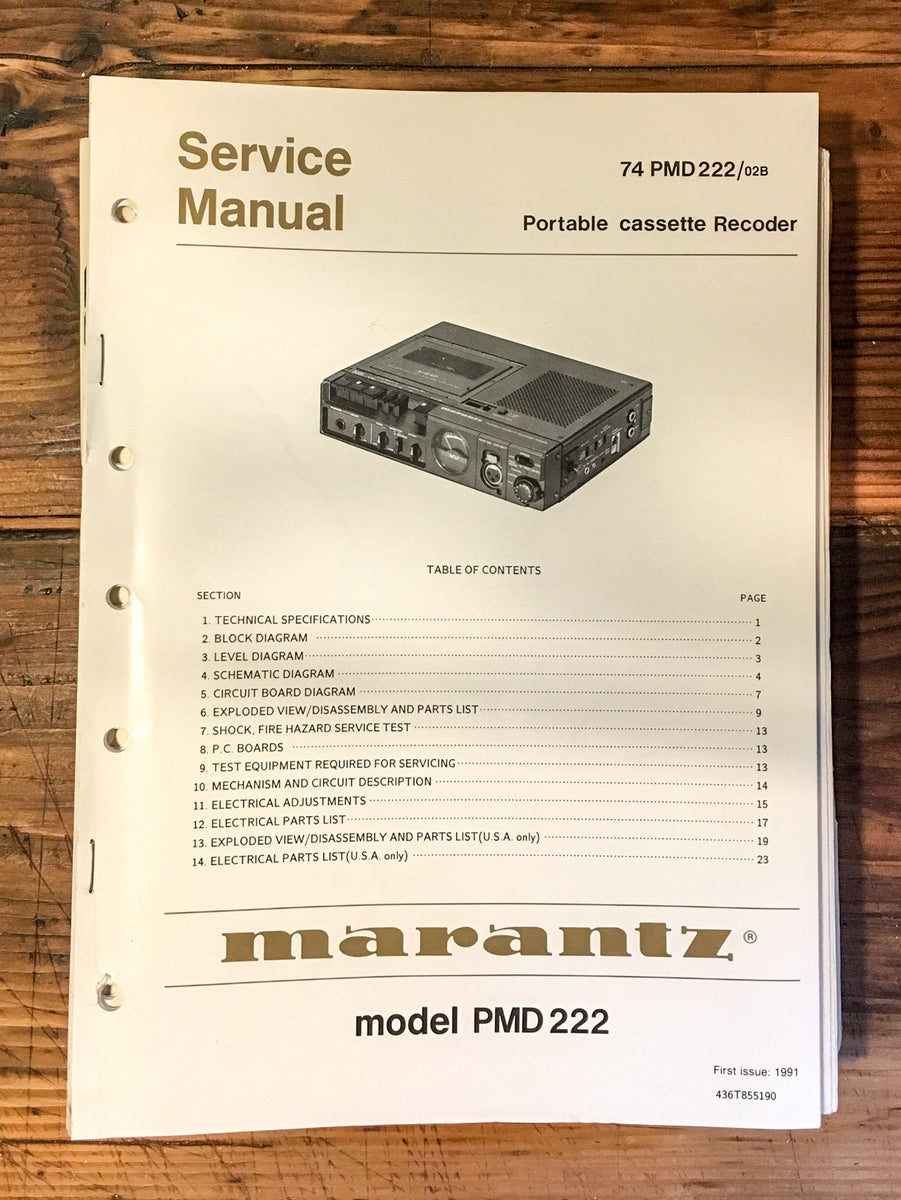 Cassette Service Manual *Original* – Vintage Audio Store - Vintage Service Manuals, Stereo ...