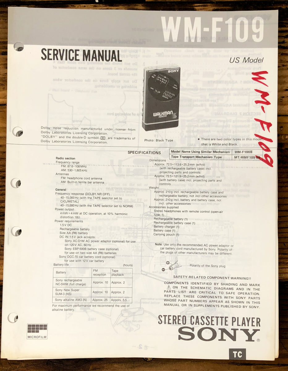 Radio Cassette Service Manual *Original* – Vintage Audio Store - Vintage Service Manuals, Stereo ...