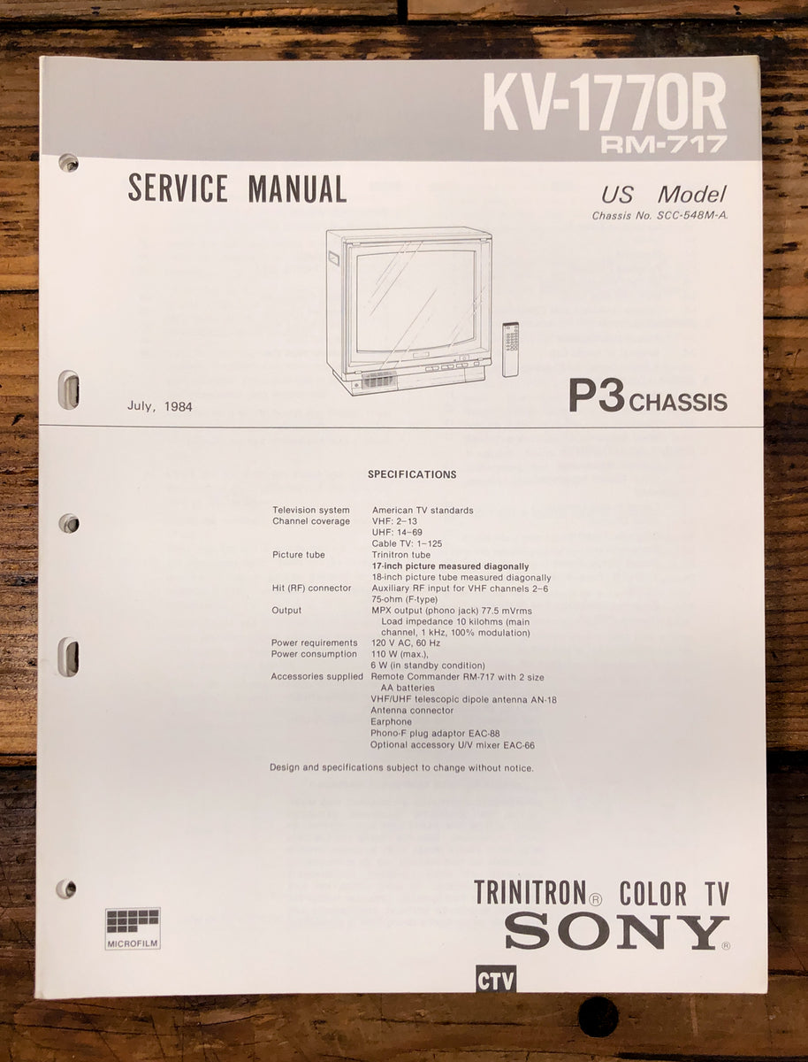 Television / TV Service Manual *Original* – Vintage Audio Store ...