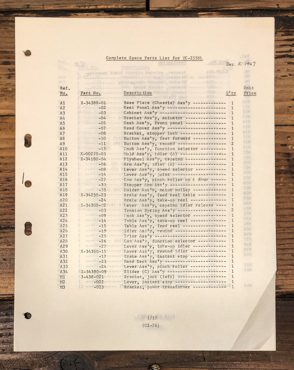 Reel to Reel Manual – Vintage Audio Store - Vintage Service Manuals ...