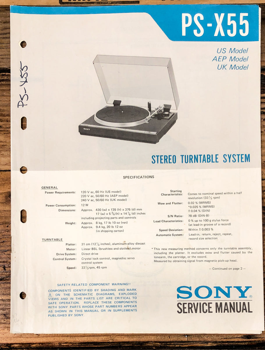 Record Player / Turntable Service Manual *Original* – Vintage Audio ...
