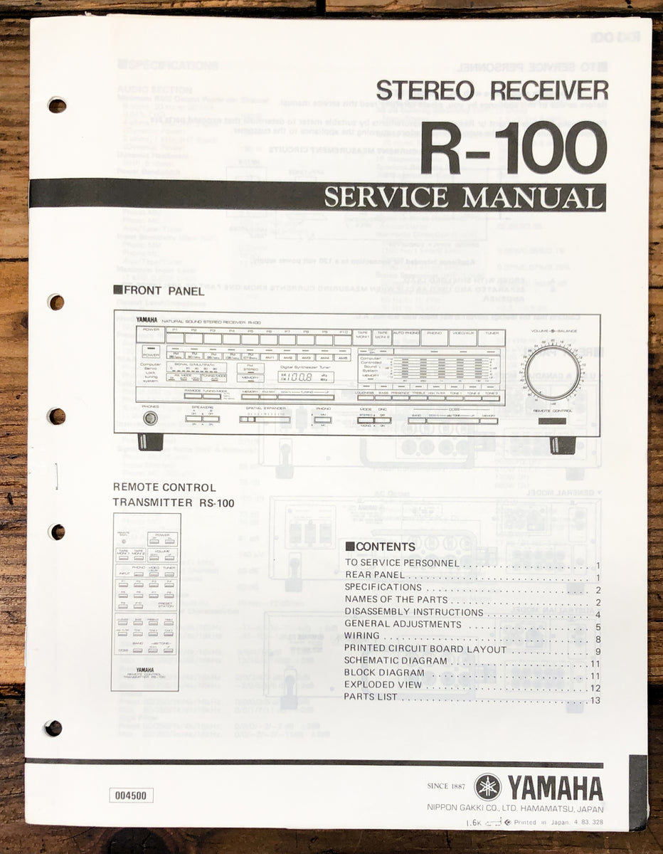 Receiver Service Manual *Original* – Vintage Audio Store - Vintage ...