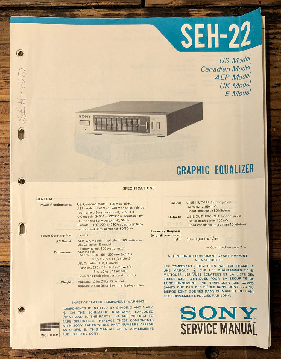 Equalizer Service Manual *Original* – Vintage Audio Store - Vintage ...