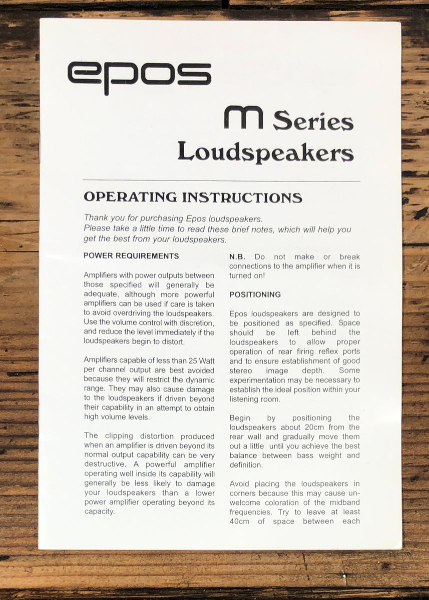 Speaker Owner / User Manual *Original* – Vintage Audio Store - Vintage ...