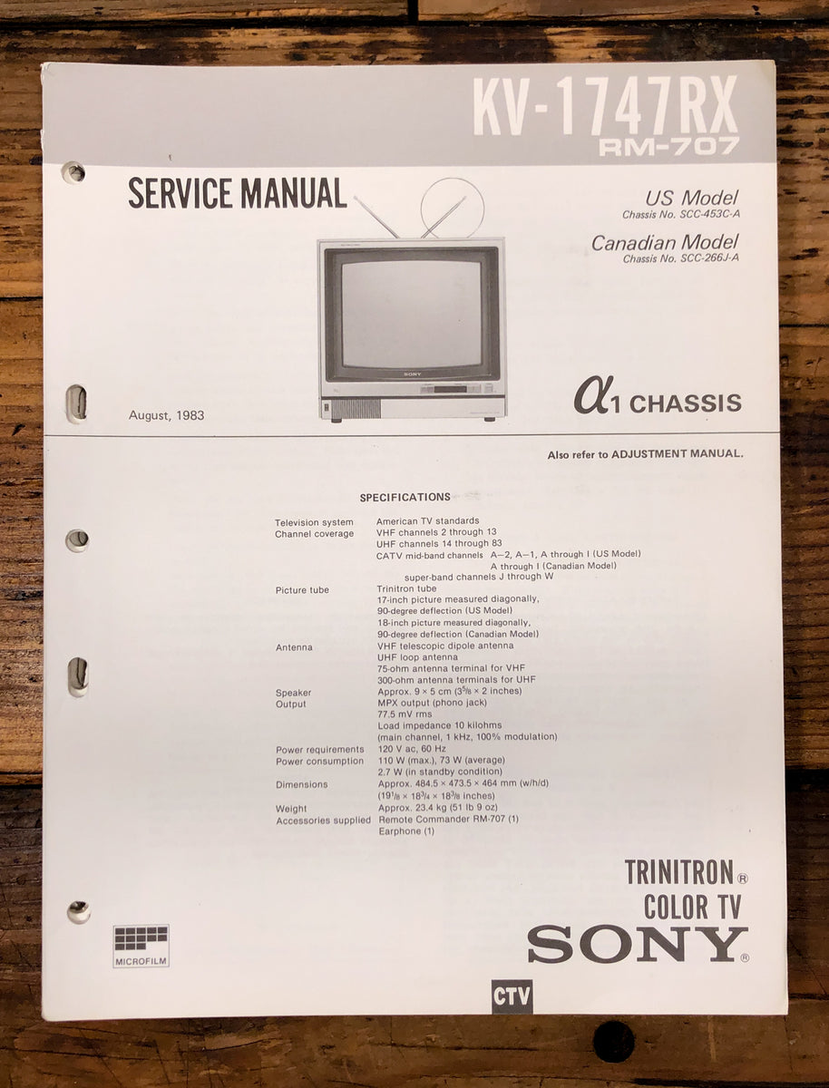 Television / TV Service Manual *Original* – Vintage Audio Store ...