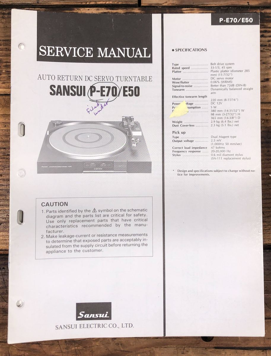 Record Player / Turntable Service Manual *Original* – Vintage Audio ...