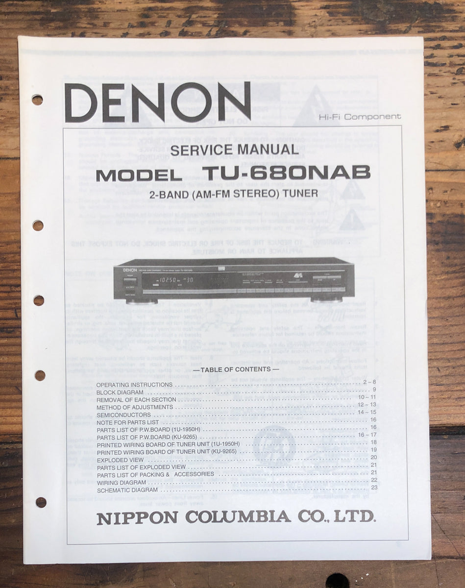 Tuner Service Manual *Original* – Vintage Audio Store - Vintage Service ...