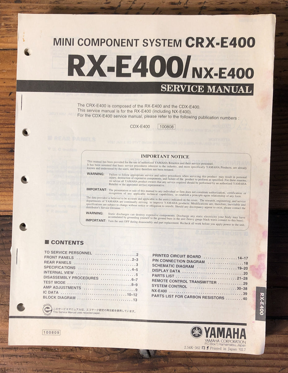 Amplifier Service Manual *Original* – Vintage Audio Store - Vintage ...