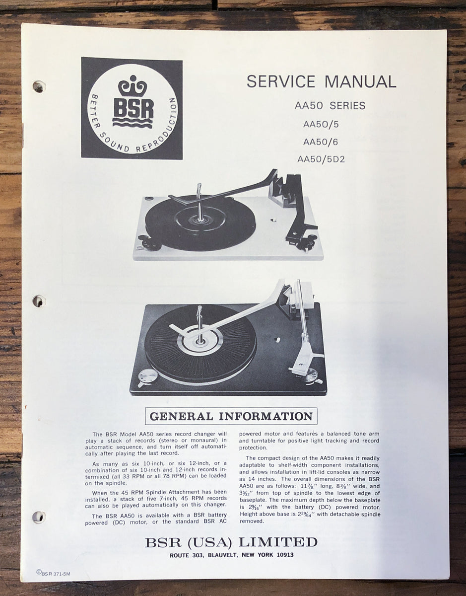 Record Player / Turntable Service Manual *Original* – Vintage Audio ...