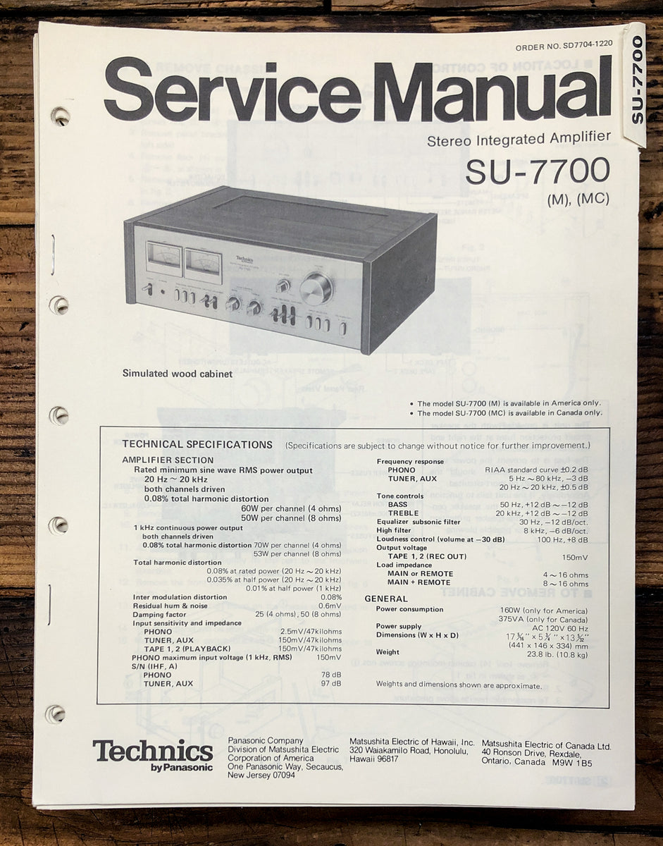 Amplifier Service Manual *Original* – Vintage Audio Store - Vintage ...