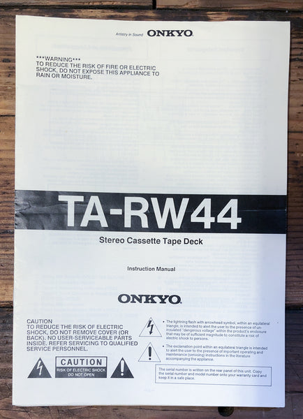 Cassette Owner / User Manual *Original* – Vintage Audio Store - Vintage ...