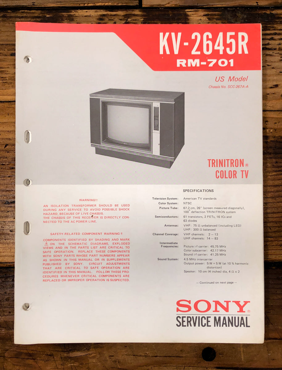 Television / TV Service Manual *Original* – Vintage Audio Store ...