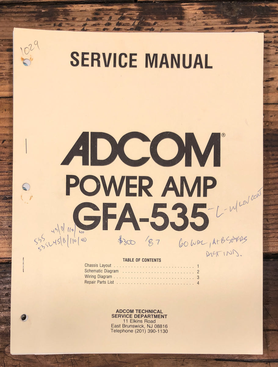 Amplifier Service Manual *Original* – Vintage Audio Store - Vintage ...