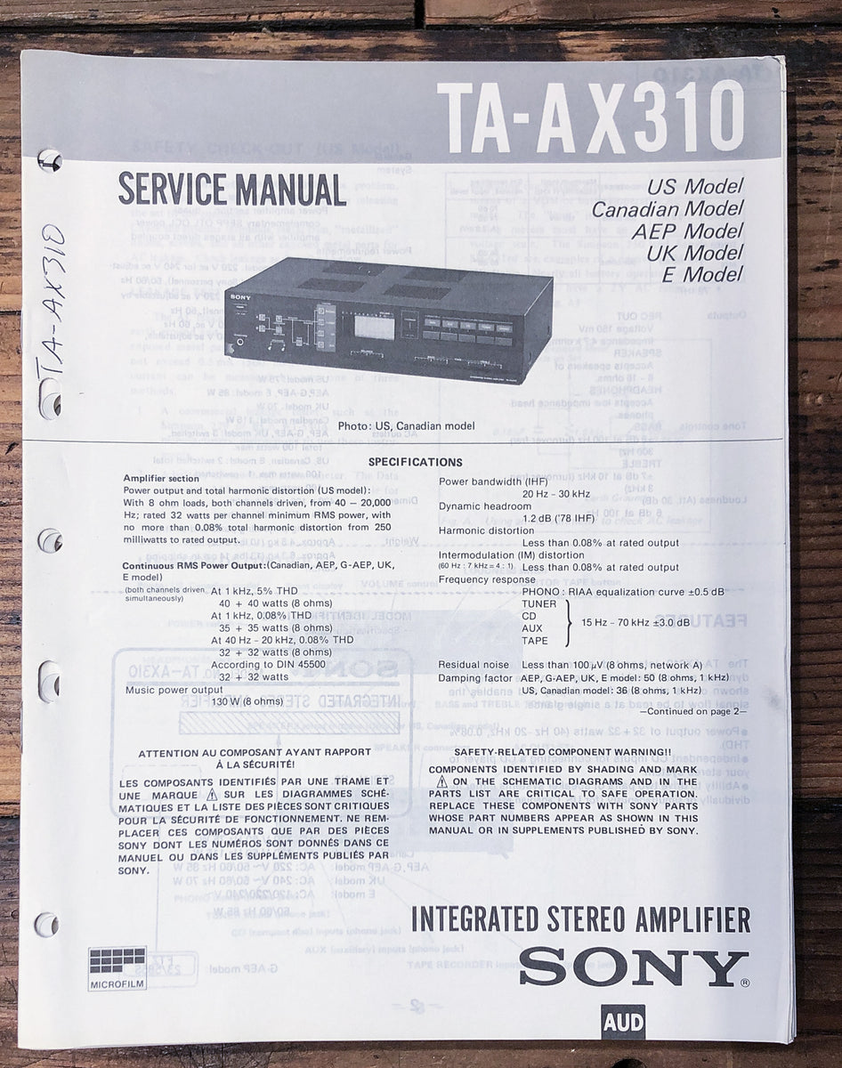 Amplifier Service Manual *Original* – Vintage Audio Store - Vintage ...
