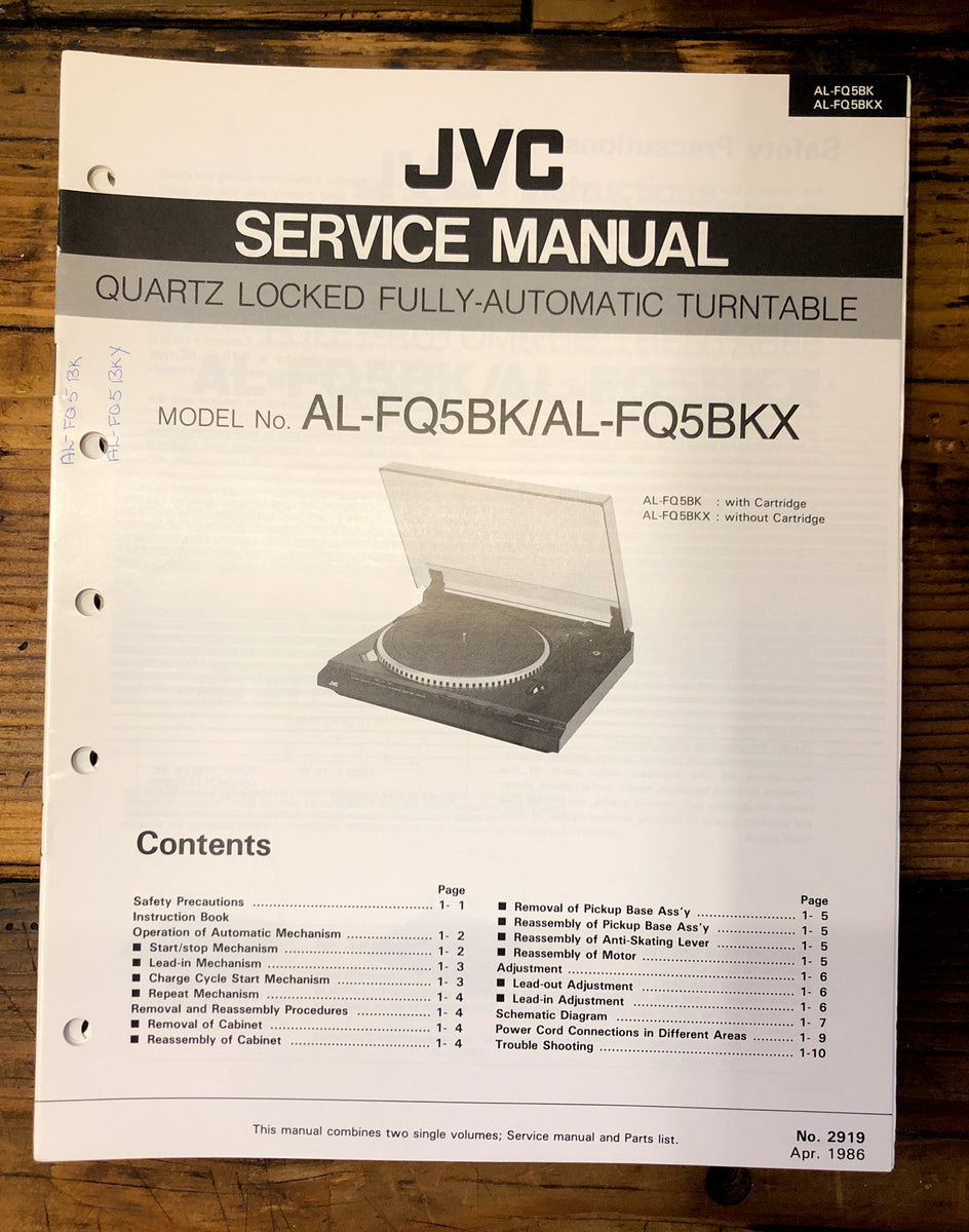 Record Player Service Manual *Original* – Vintage Audio Store - Vintage ...