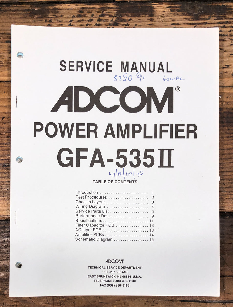 Amplifier Service Manual *Original* – Vintage Audio Store - Vintage ...