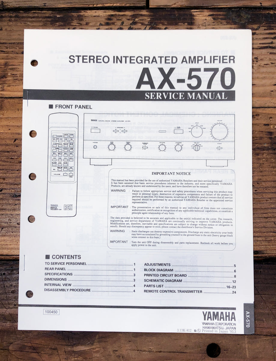 Amplifier Service Manual *Original* – Vintage Audio Store - Vintage ...