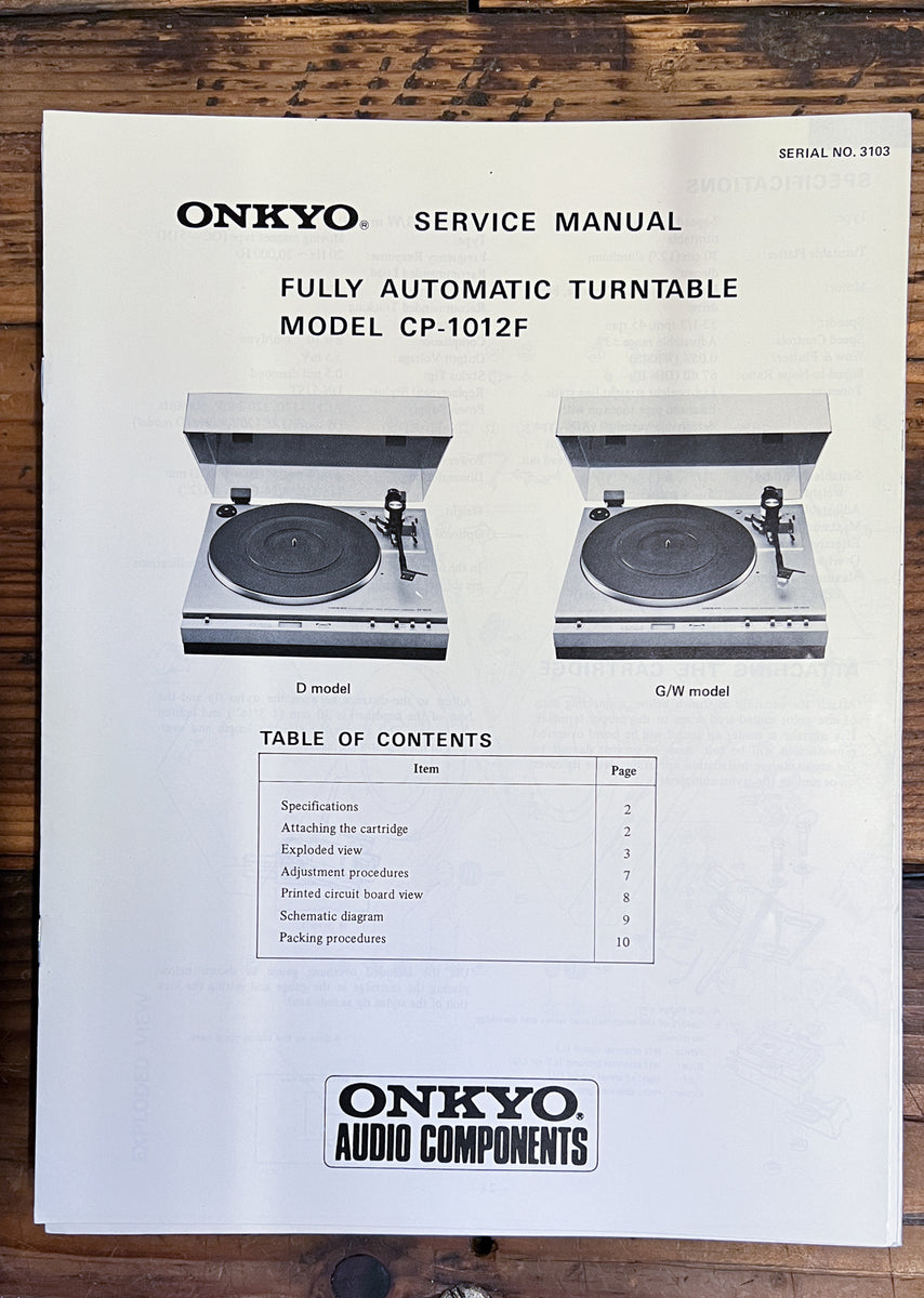 Record Player / Turntable Service Manual *Original* – Vintage Audio ...