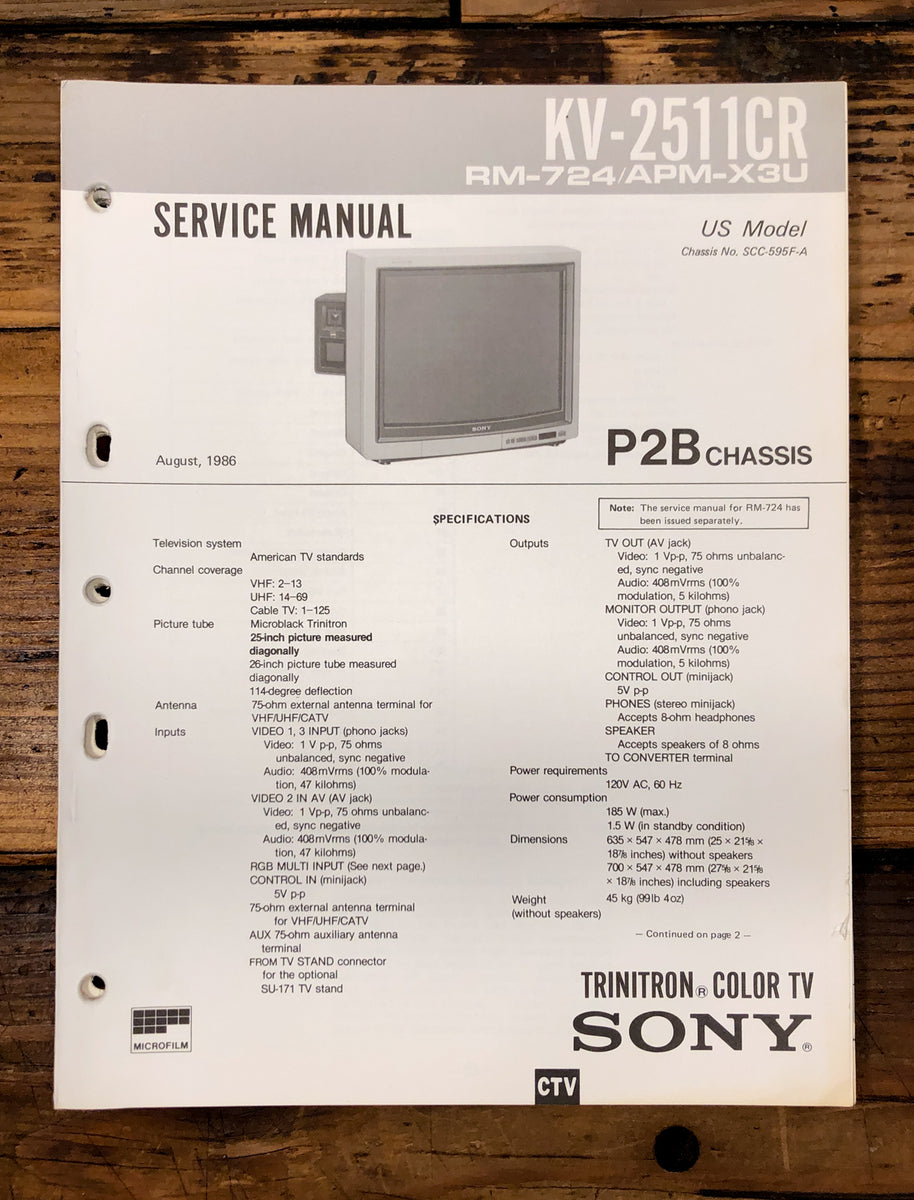 Television / TV Service Manual *Original* – Vintage Audio Store ...