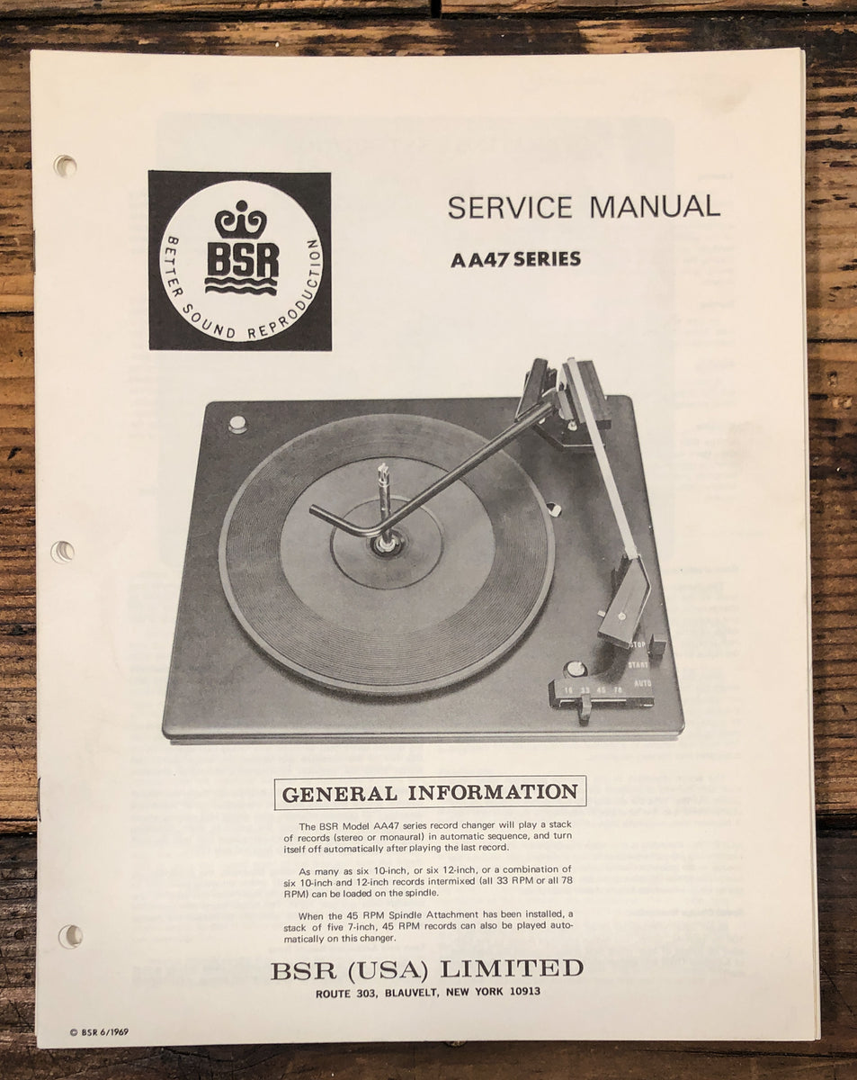 Record Player Service Manual *Original* – Vintage Audio Store - Vintage ...