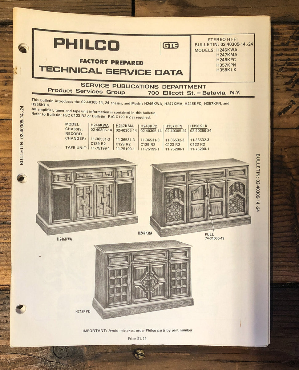 Console Stereo Service Manual *Original* – Vintage Audio Store ...